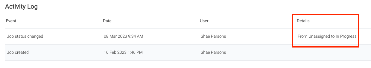 Tradify's Job Activity Log – Tradify Help Centre