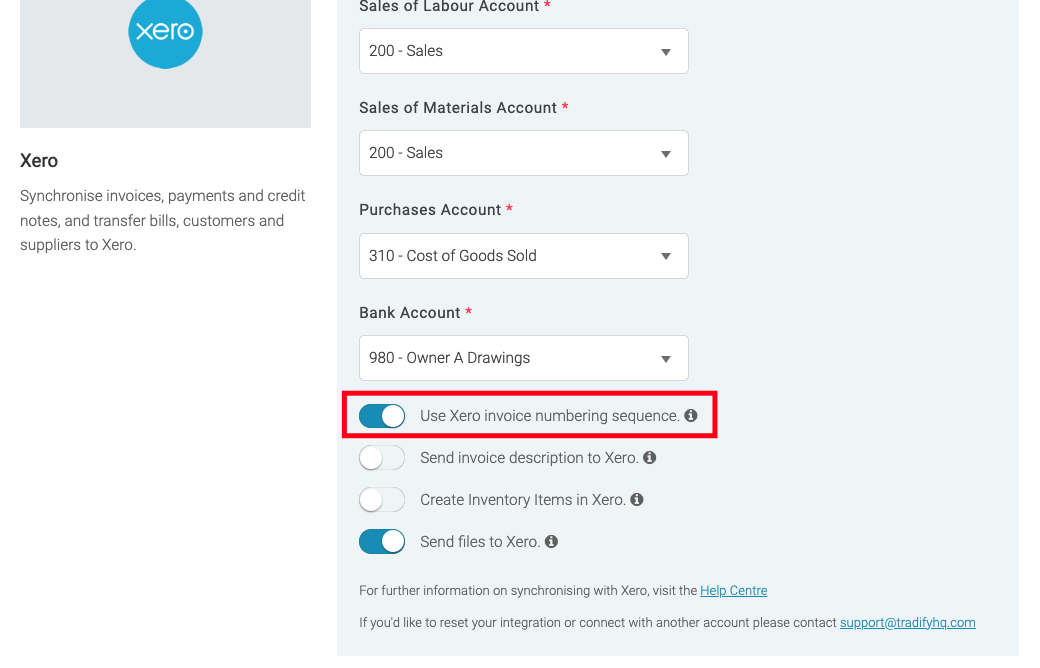 Updating to use your Accounting package Invoice numbering sequence ...