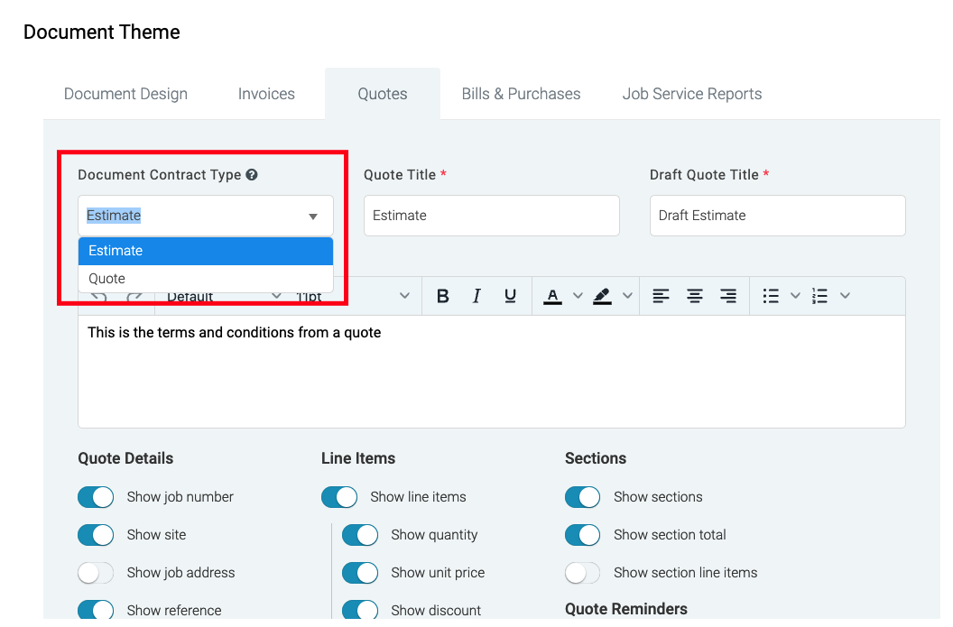 Sending an Estimate instead of a Quote – Tradify Help Centre