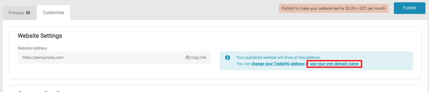 Using your own Domain with a Tradify Website – Tradify Help Centre