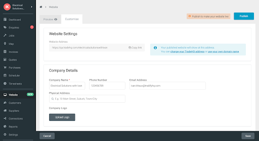 Editing Your Website in Tradify – Tradify Help Centre