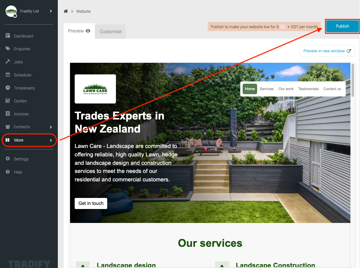 How to Publish Your Tradify Website – Tradify Help Centre