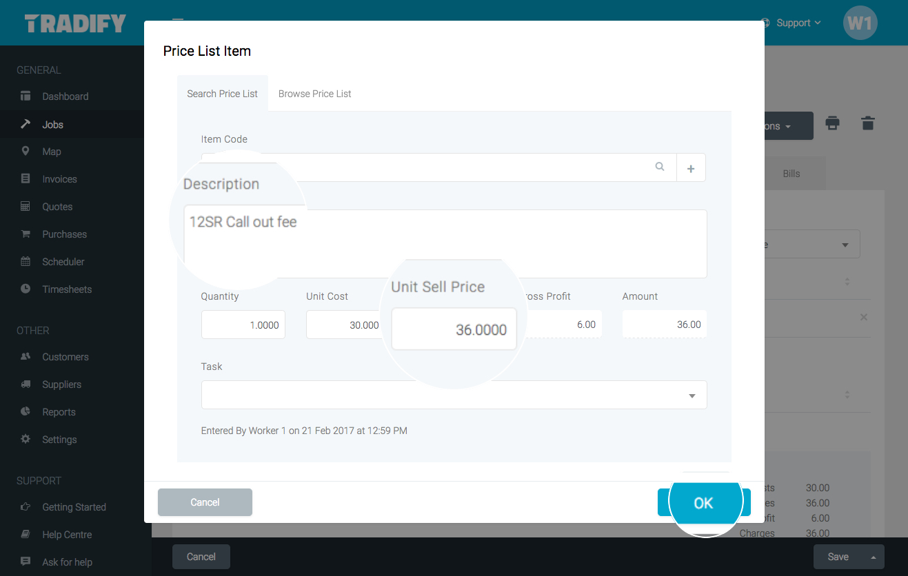 Set Up a First Hour Charge in Tradify – Tradify Help Centre