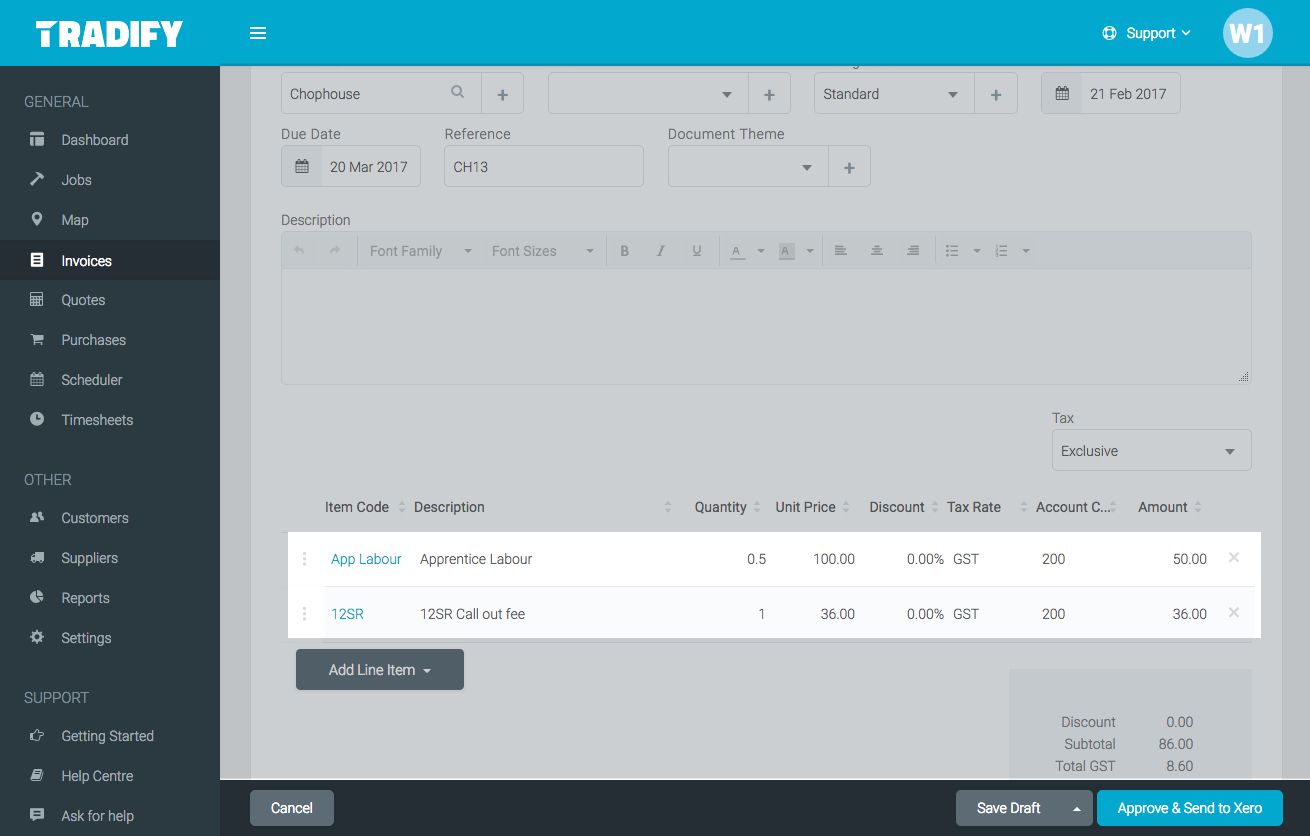 Set Up a First Hour Charge in Tradify – Tradify Help Centre