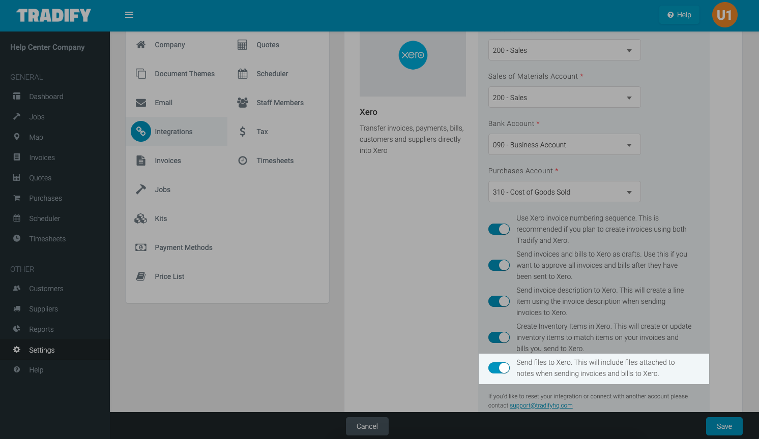 Sending Attachments From Tradify to Your Xero – Tradify Help Centre
